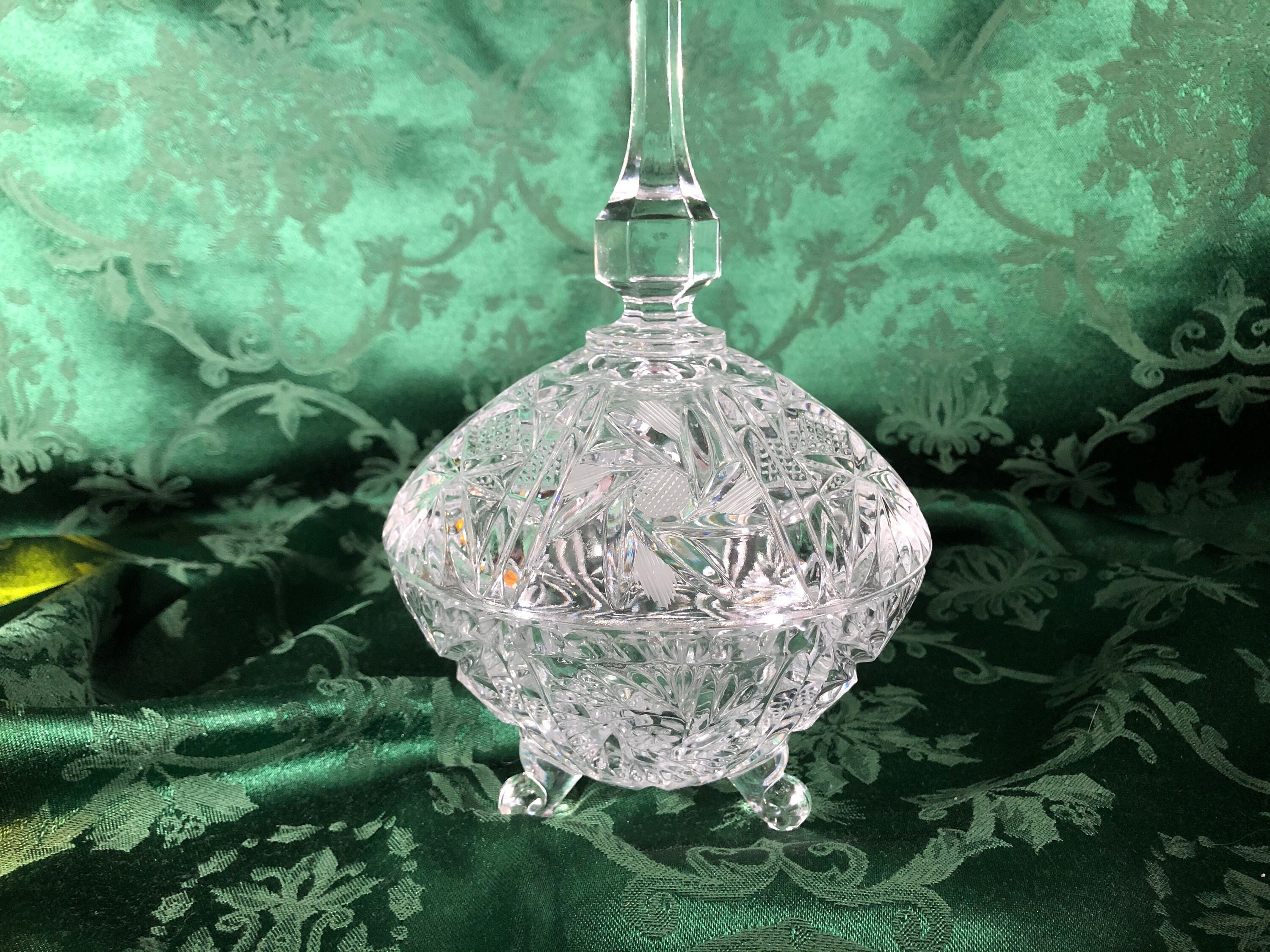 Covered Crystal Footed Compote for Vanity Dresser Top Spa - Etsy.de