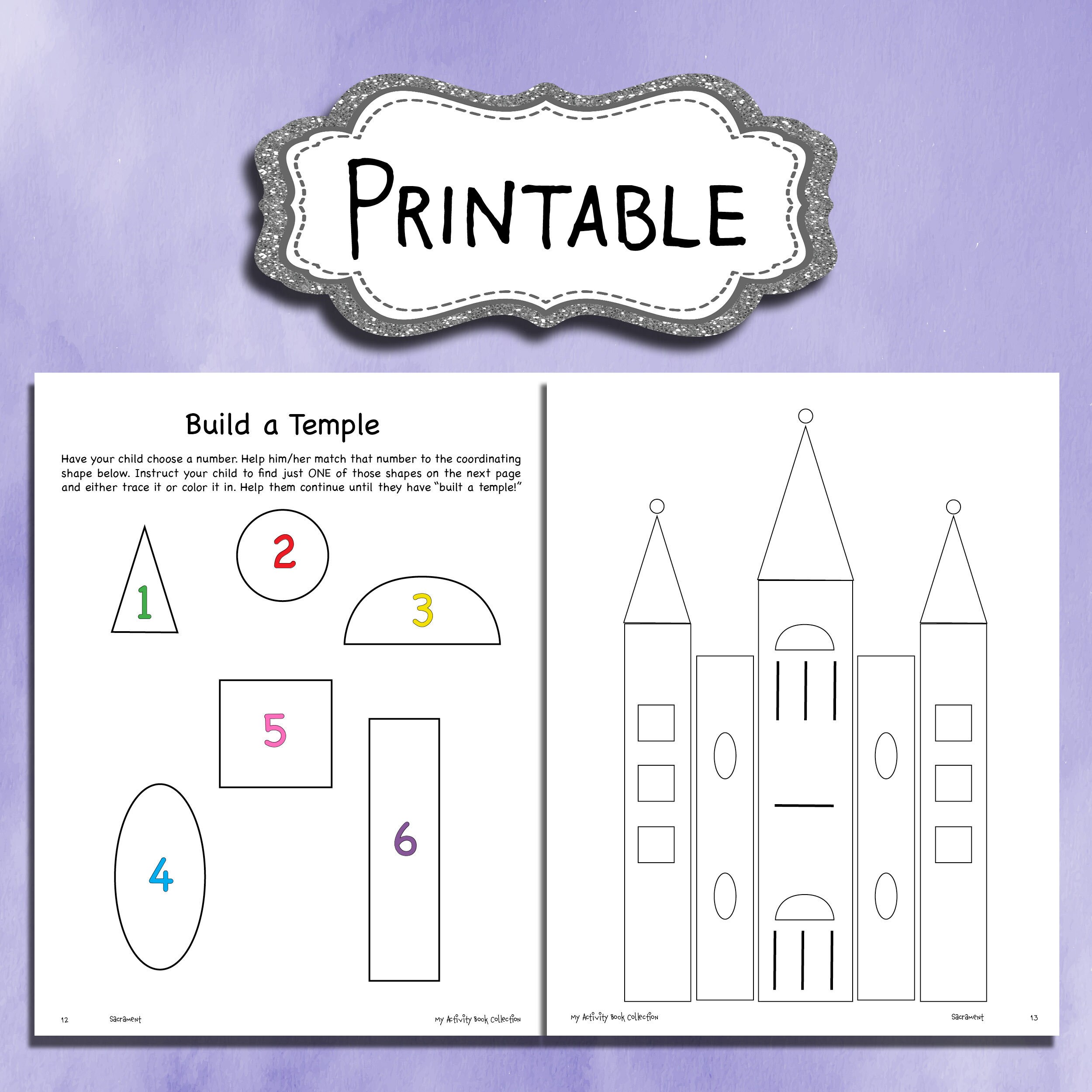 LDS Build A Temple Printable Worksheet For Kids Activity For Etsy