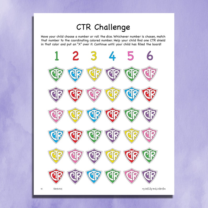 LDS CTR Challenge Printable Worksheet for Kids - Activity for Kids ...