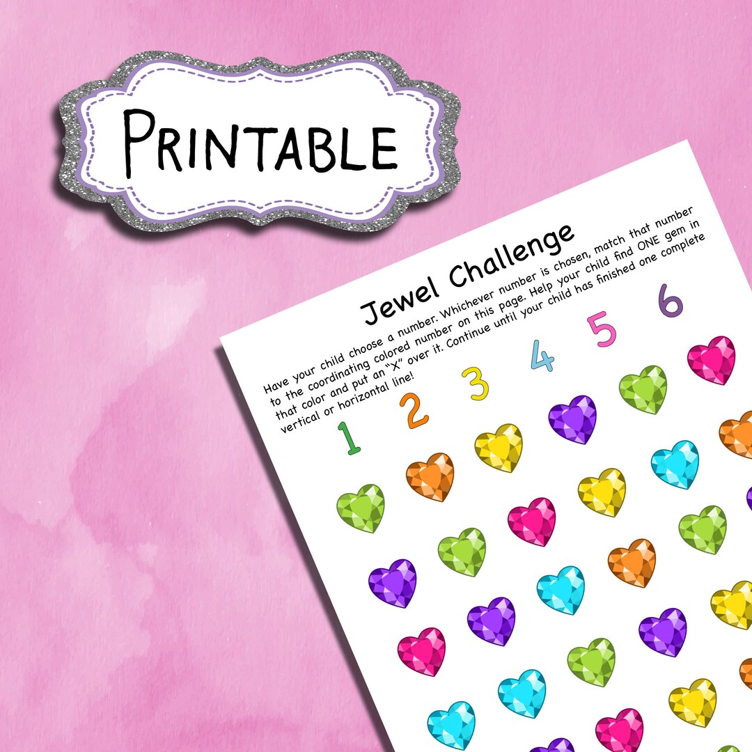 Jewel Challenge Printable Worksheet for Kids PRINCESS- Activity for ...