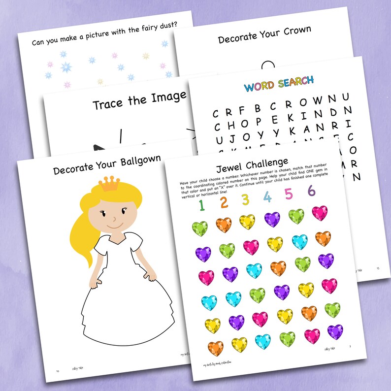 PRINTABLE Princess Fairy Tale Activity Book - Girls Gift, Bored Book ...