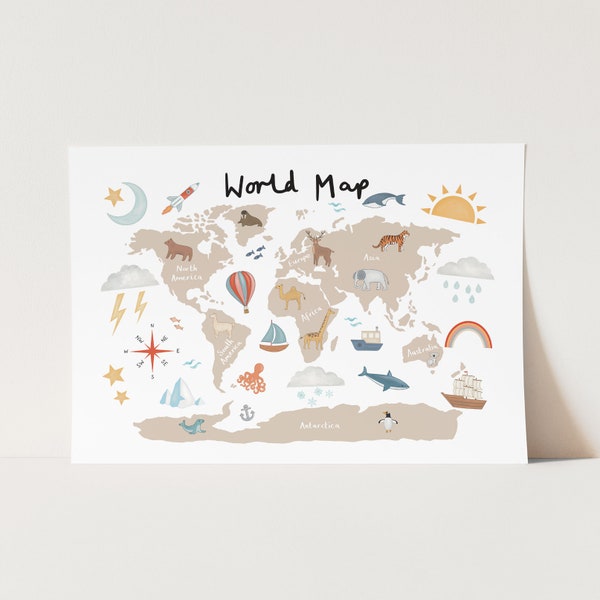 World Map Print - Etsy