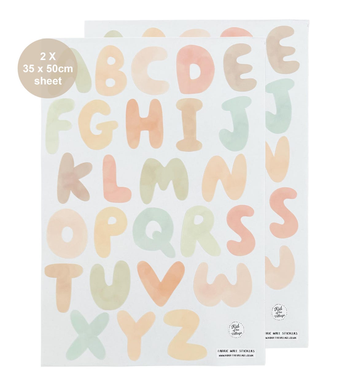 Alphabet Wall Stickers in Pastels, Removable Fabric Sticker, ABC Decal ...