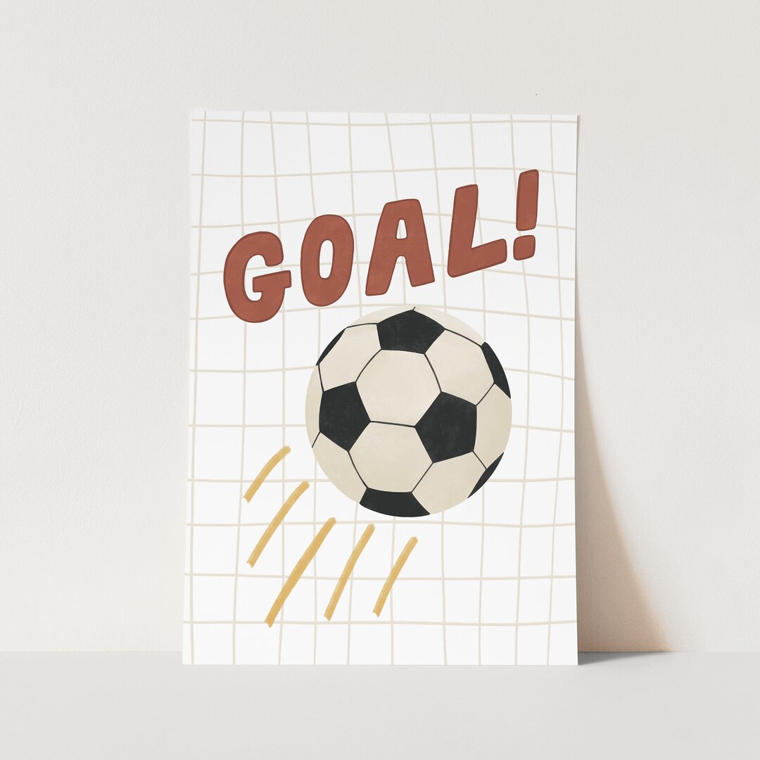 Goal Print in White, Soccer Kids Room Wall Art, Children's Art Prints ...