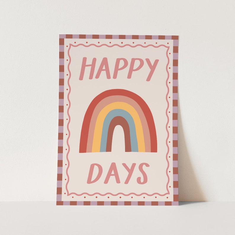 Happy Days Print, Children's Decor, Nursery Rainbow Decor, Perfect ...