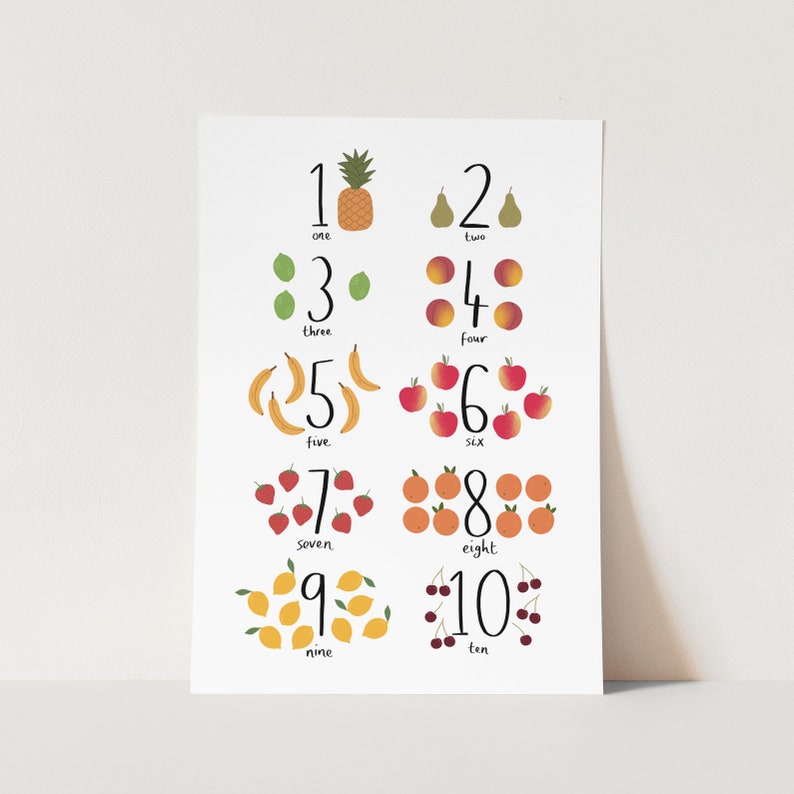 Counting Fruit Print Number Poster Educational Print - Etsy