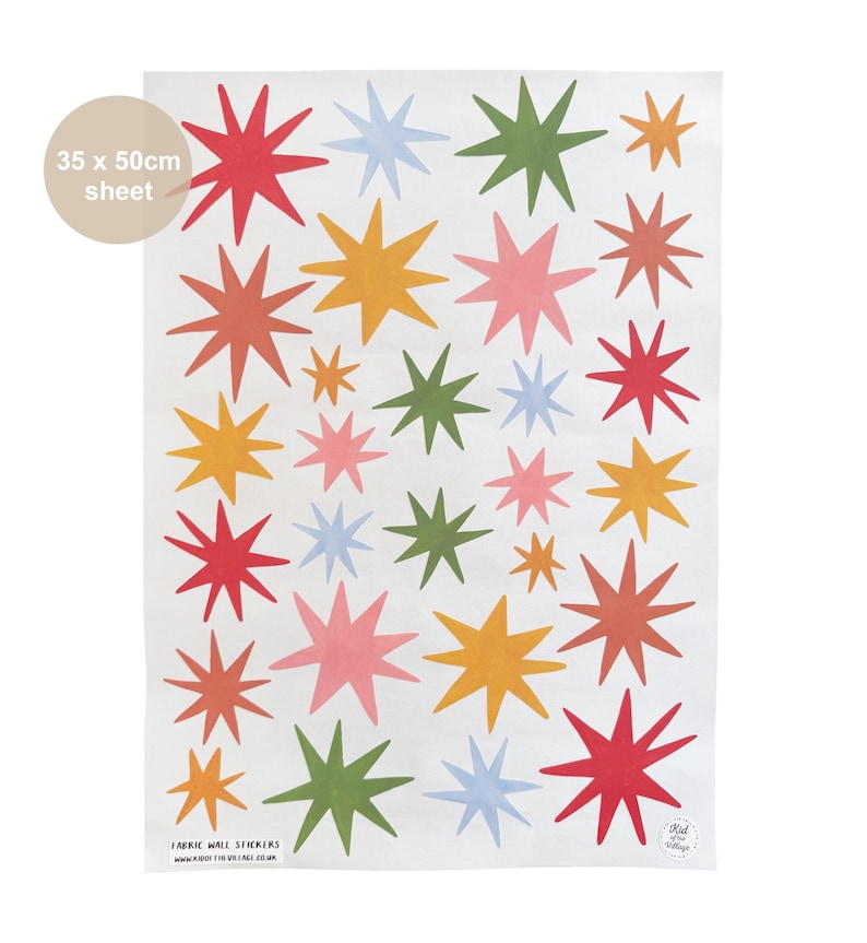 Cosmic Carnival Colourful Stars Wall Stickers, Removable Fabric Sticker ...