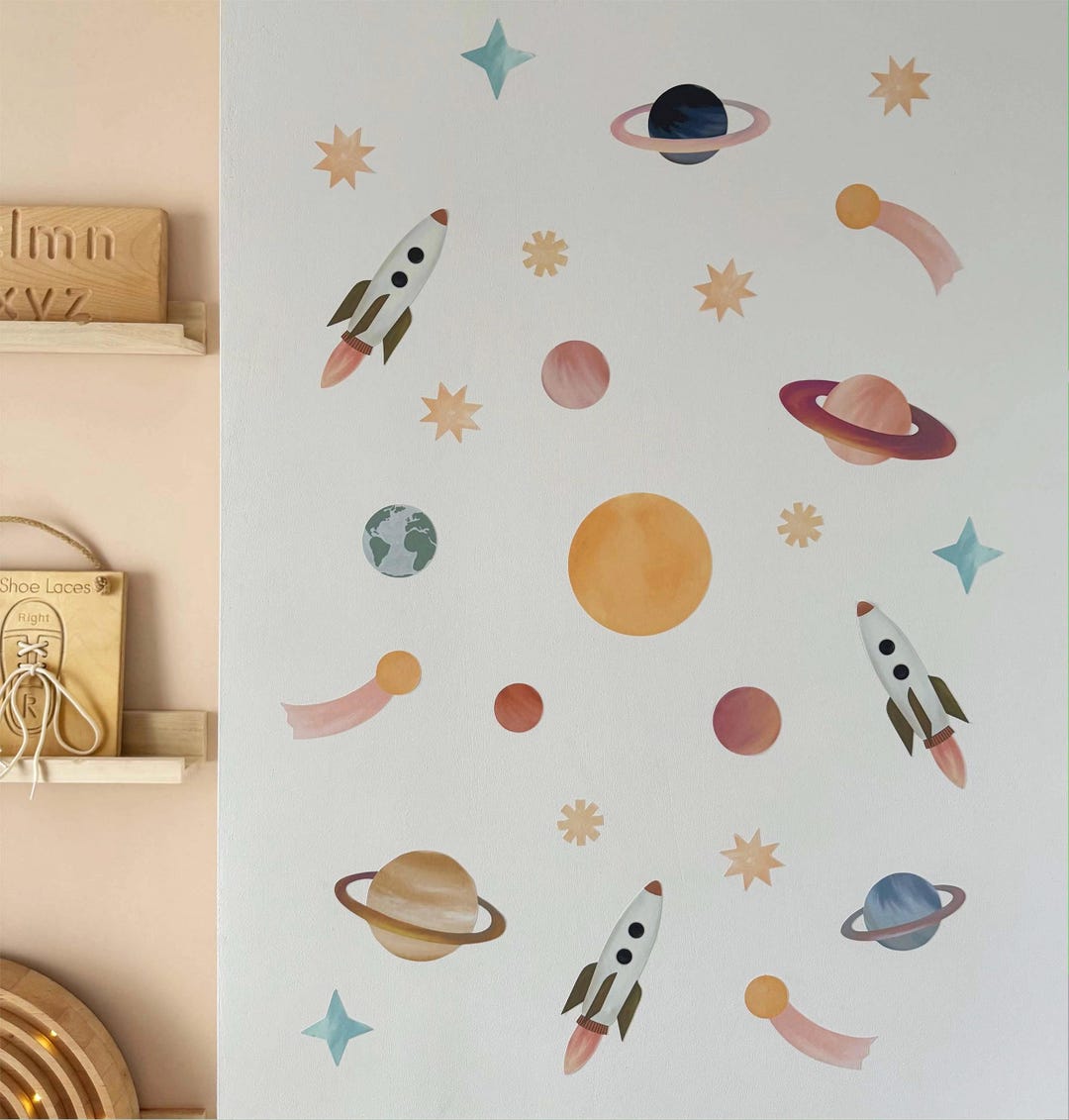 Space Wall Stickers, Removable Fabric Sticker, Solar System Decal ...