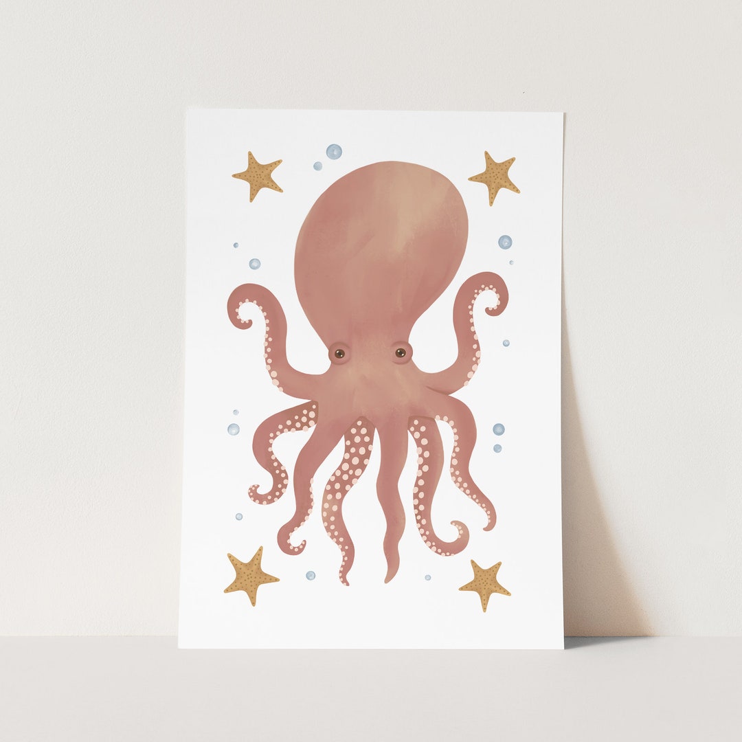 Octopus Print, Nursery Wall Art, Children's Wall Art, Under the Sea ...