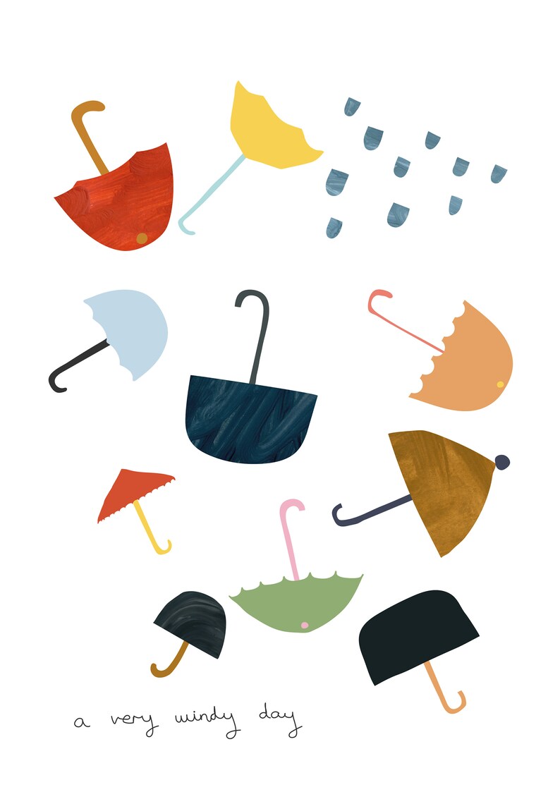 Umbrellas Print Colourful Nursery Poster Nursery Art - Etsy