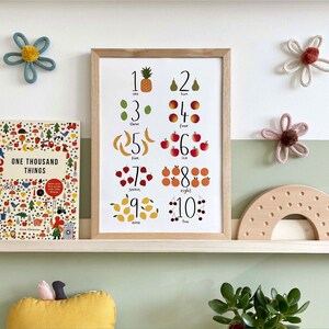Counting Fruit Print, Number Poster, Educational Print, Nursery Art ...