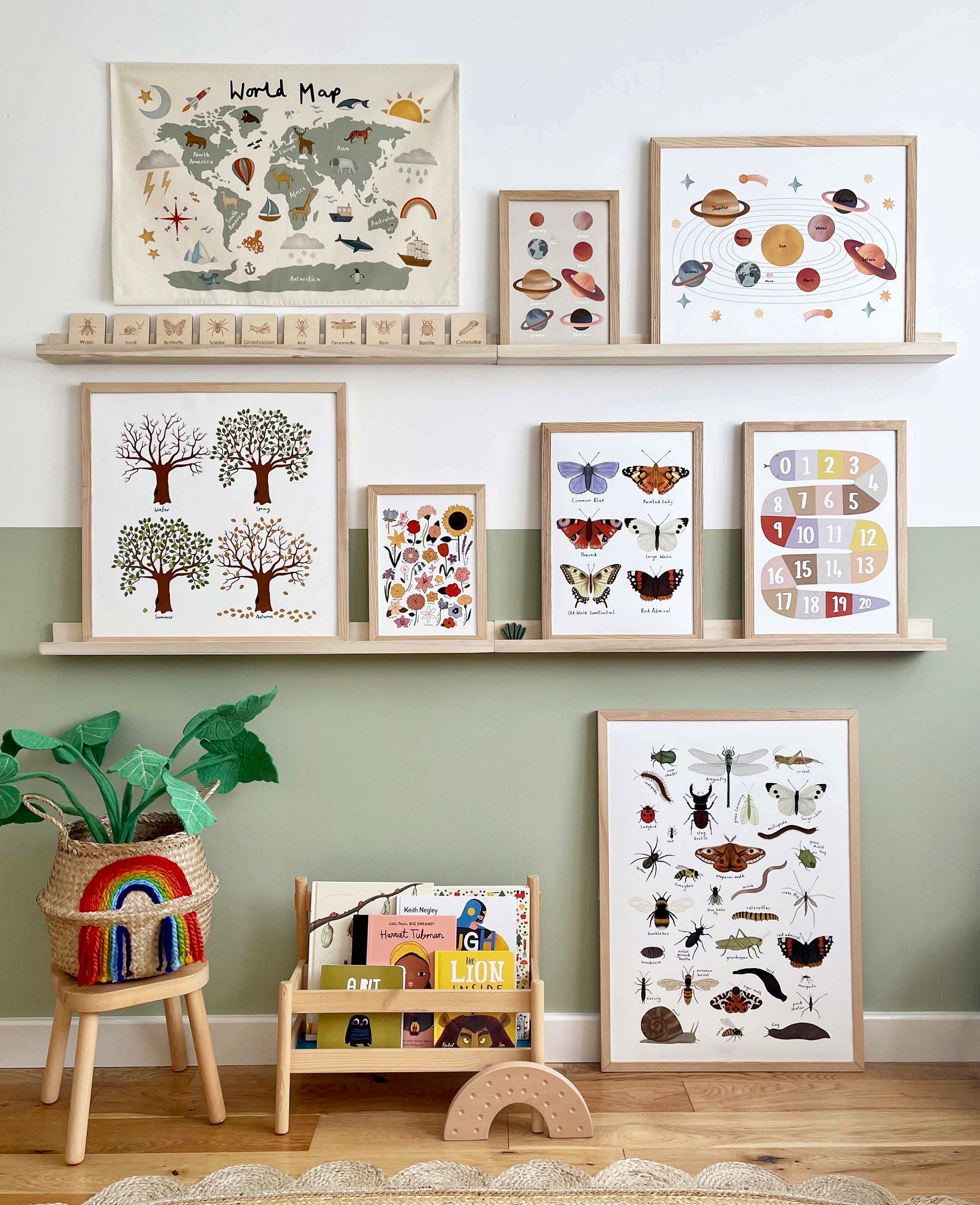 Minibeasts Print in White, Children's Decor, Educational Decor, Perfect ...