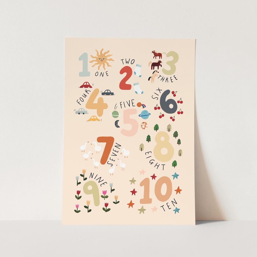 Counting Print, Children's Number Chart, Nursery Decor, Perfect ...