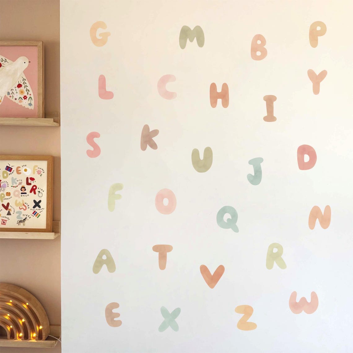 Alphabet Wall Stickers in Pastels, Removable Fabric Sticker, ABC Decal ...