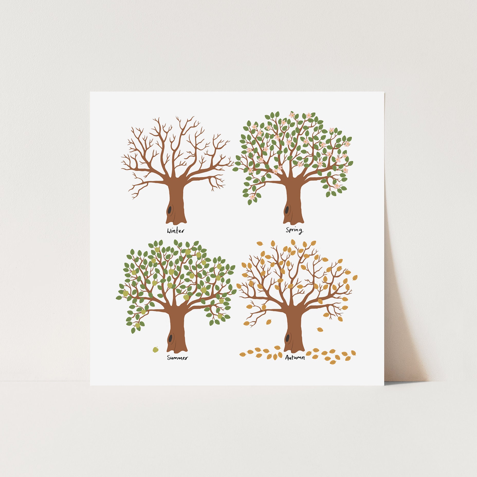 Seasons Print Tree Seasons Walll Art Nursery Print Nursery - Etsy