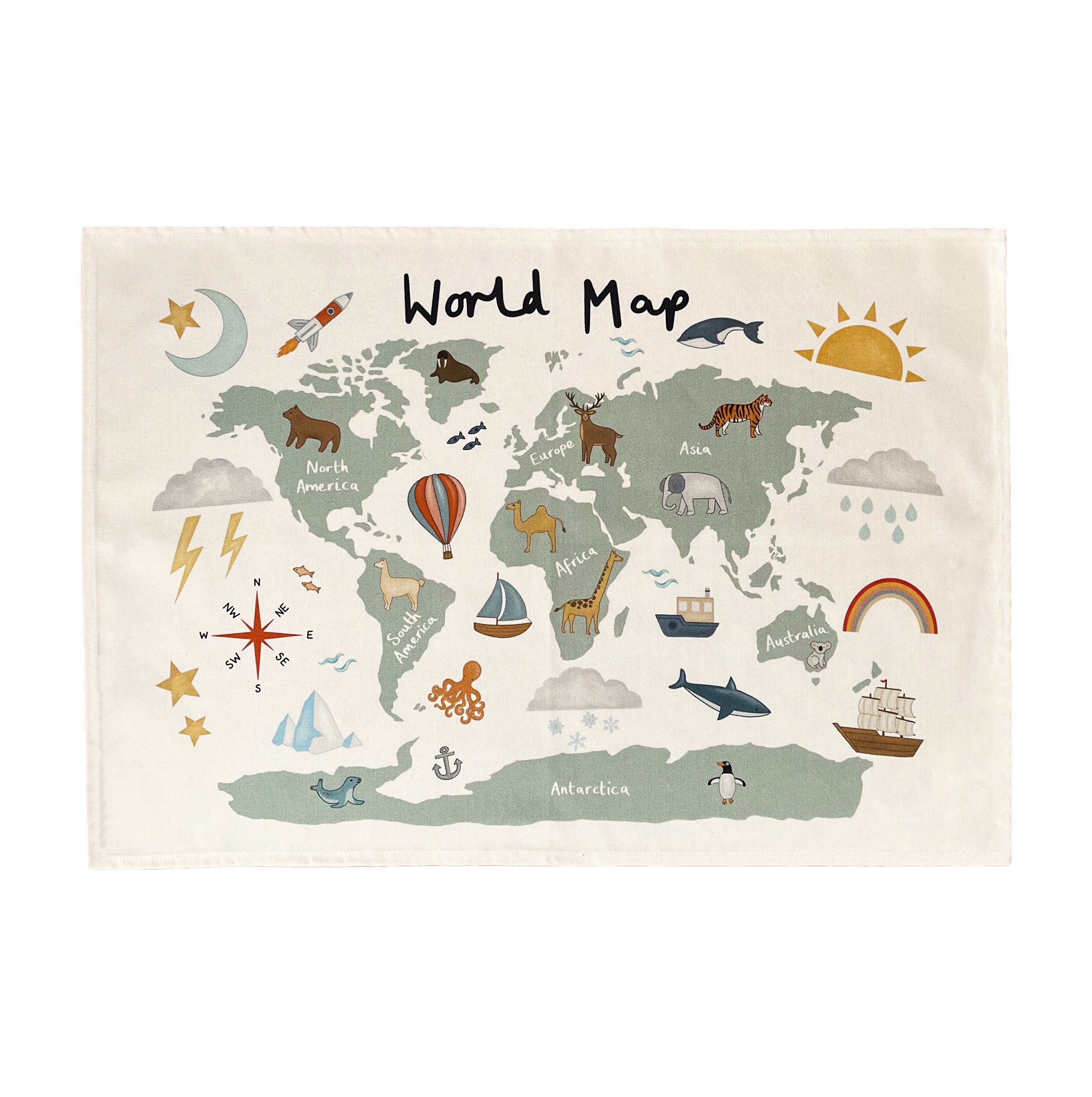 World Map Wall Hanging small 100% Unbleached Organic Cotton - Etsy UK