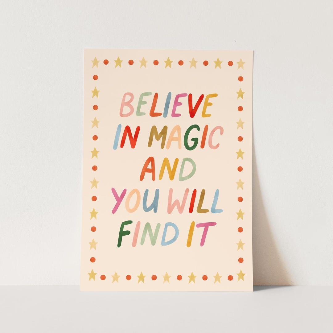 Believe in Magic Print, Children's Typography Decor, Nursery Decor ...