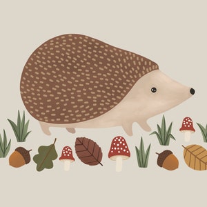 Hedgehog Print in Stone, Woodland Animal Poster, Nursery Art, Perfect ...