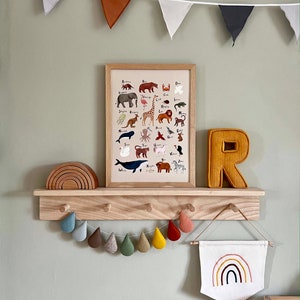 Animal Alphabet Print in Peach, Alphabet Poster, Abc Print, Nursery Art ...
