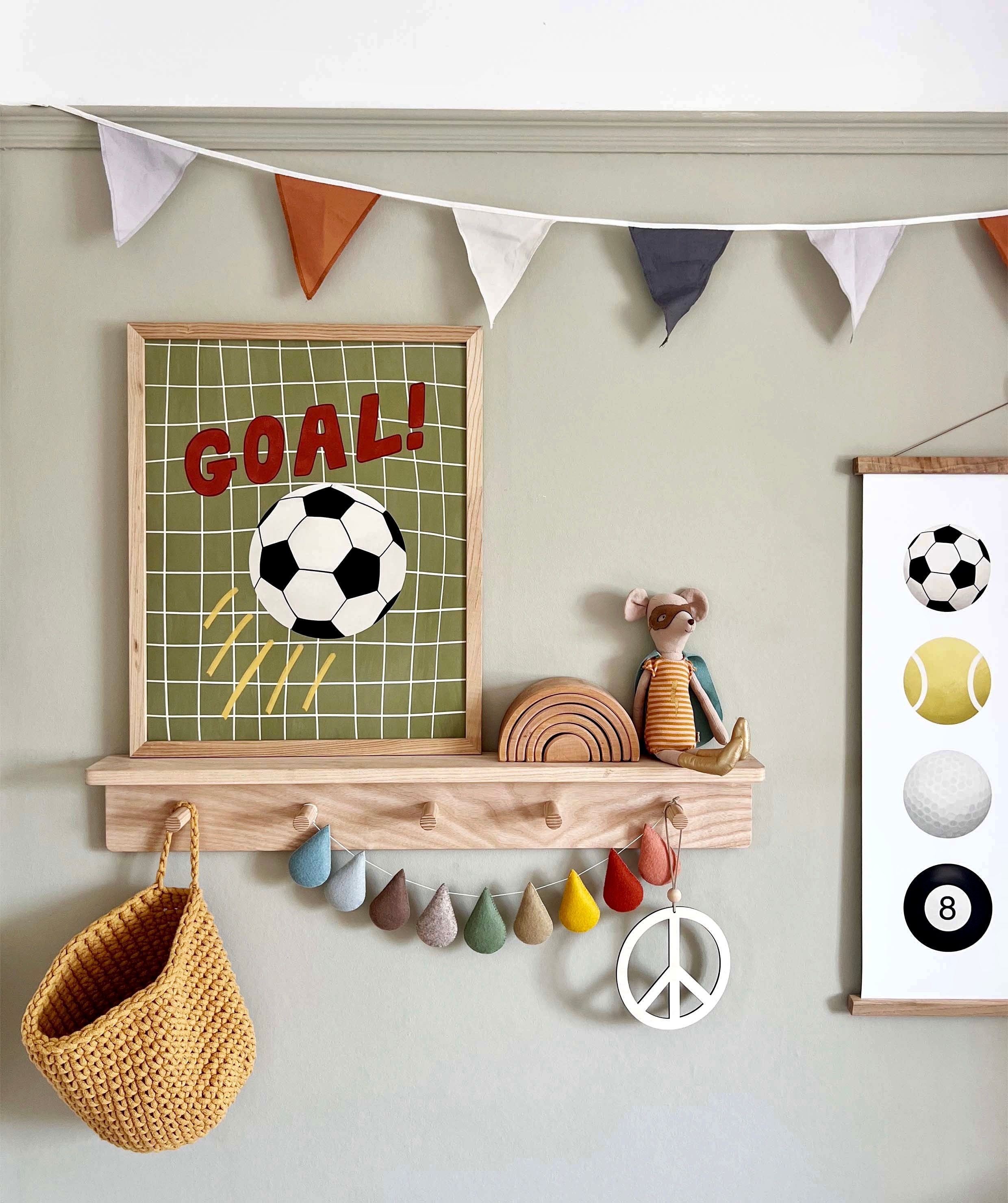 Goal Print in Green, Soccer Kids Room Wall Art, Children's Art Prints ...
