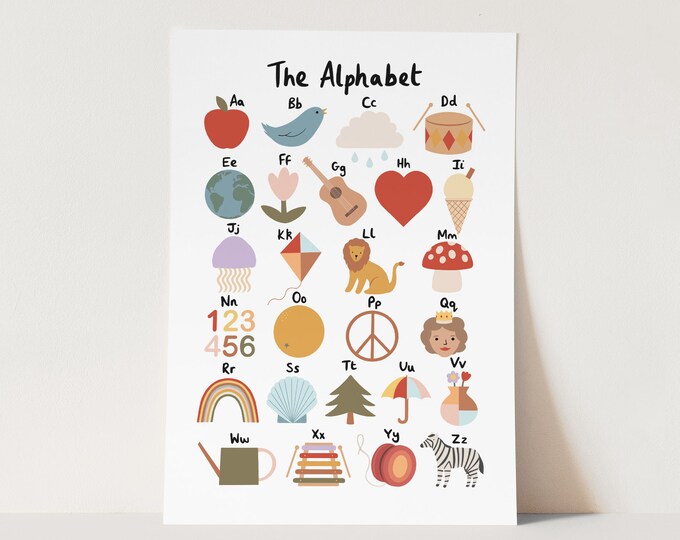 Alphabet Print, Colourful Alphabet Poster, Abc Print, Nursery Art ...