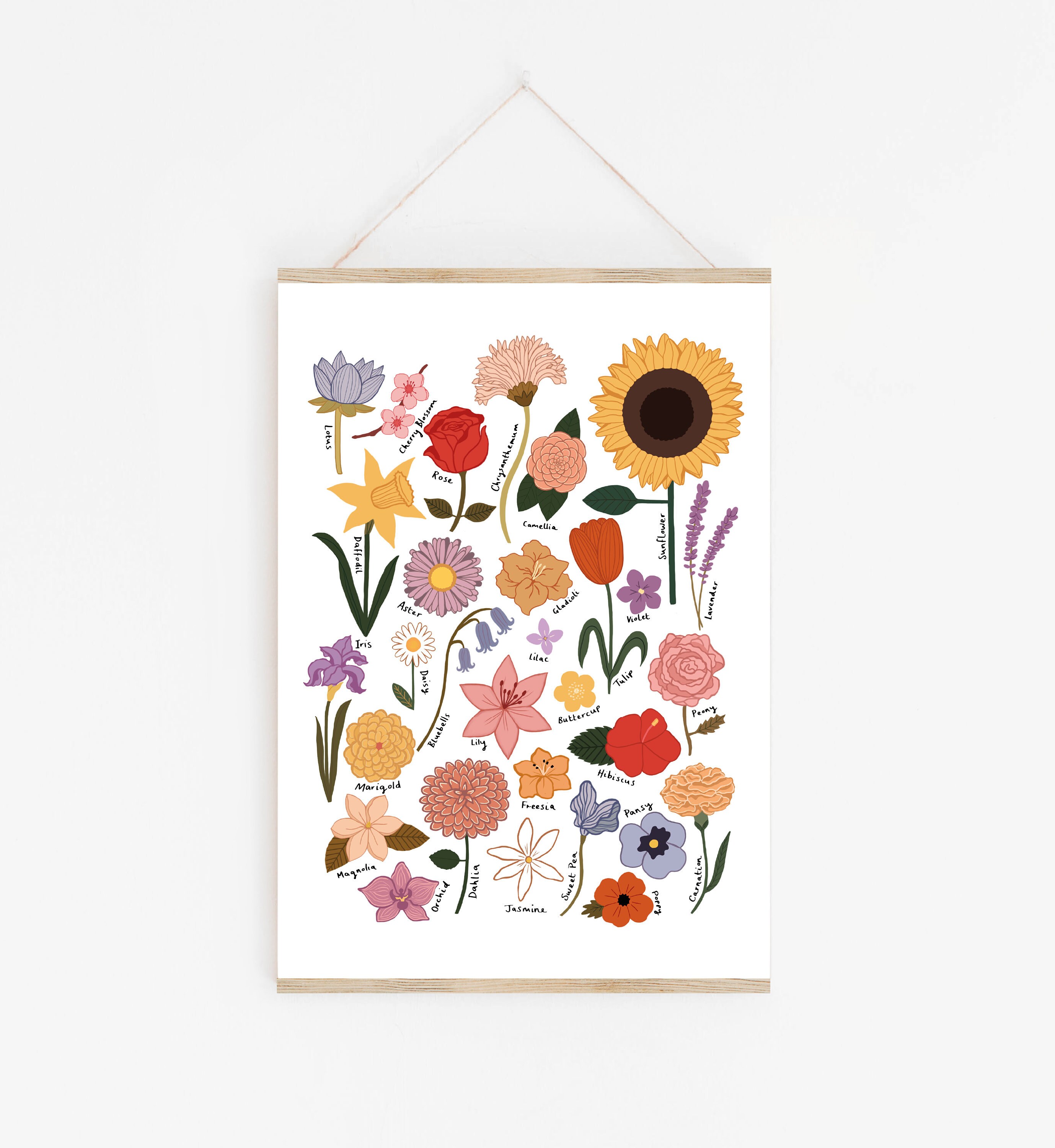 Flower Chart Print Children's Decor Nursery Rainbow | Etsy