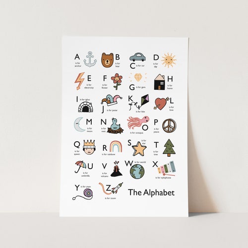 Woodland Alphabet Print in White Alphabet Poster Abc Print - Etsy