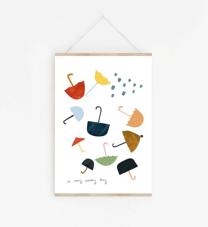 Umbrellas Print Colourful Nursery Poster Nursery Art - Etsy