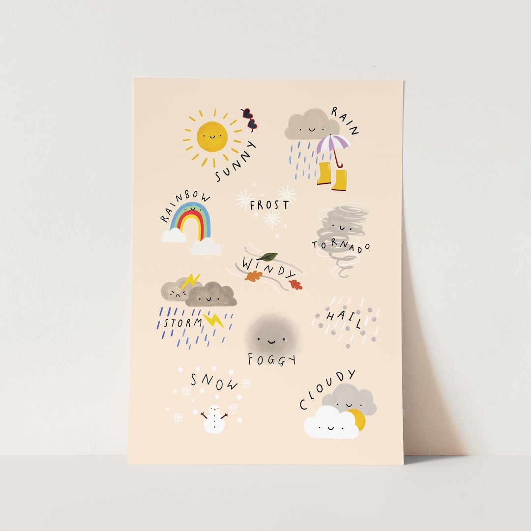 Weather Print, Children's Weather Chart, Nursery Decor, Perfect ...