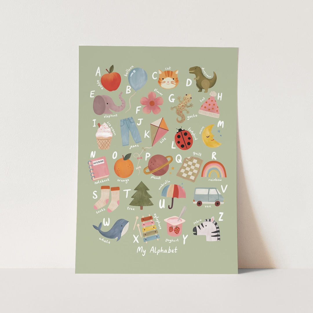 My Alphabet Print in Sage, Alphabet Poster, Abc Print, Nursery Art ...