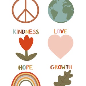 Positive Symbols Print - Peace, Respect, Kindness, Love, Hope and ...