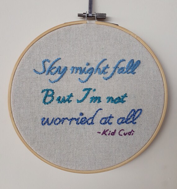 Kid Cudi Sky Might Fall Song Lyrics Handmade Embroidery | Etsy