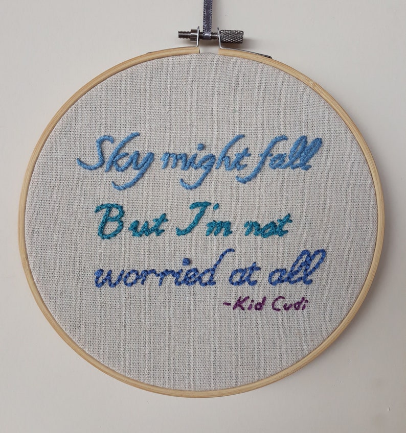 Kid Cudi Sky Might Fall Song Lyrics Handmade Hip Hop Rap Embroidery ...