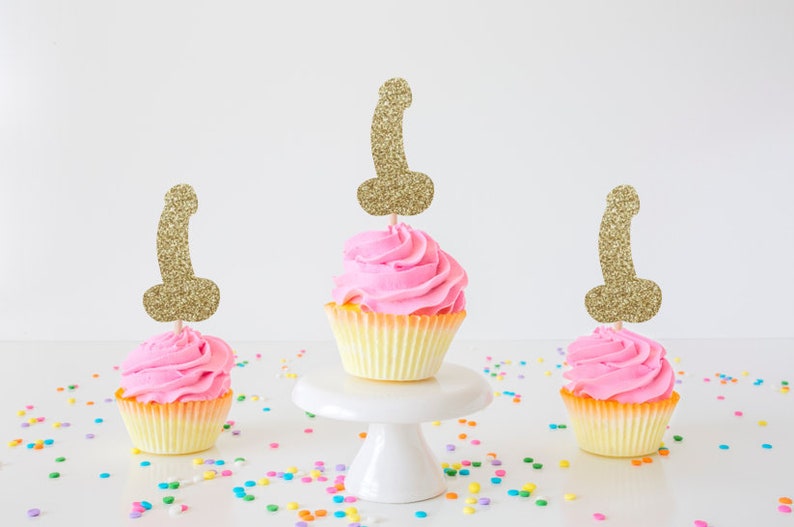 Penis Cupcake Topper Bachelorette Party Decor Penis Decor Etsy