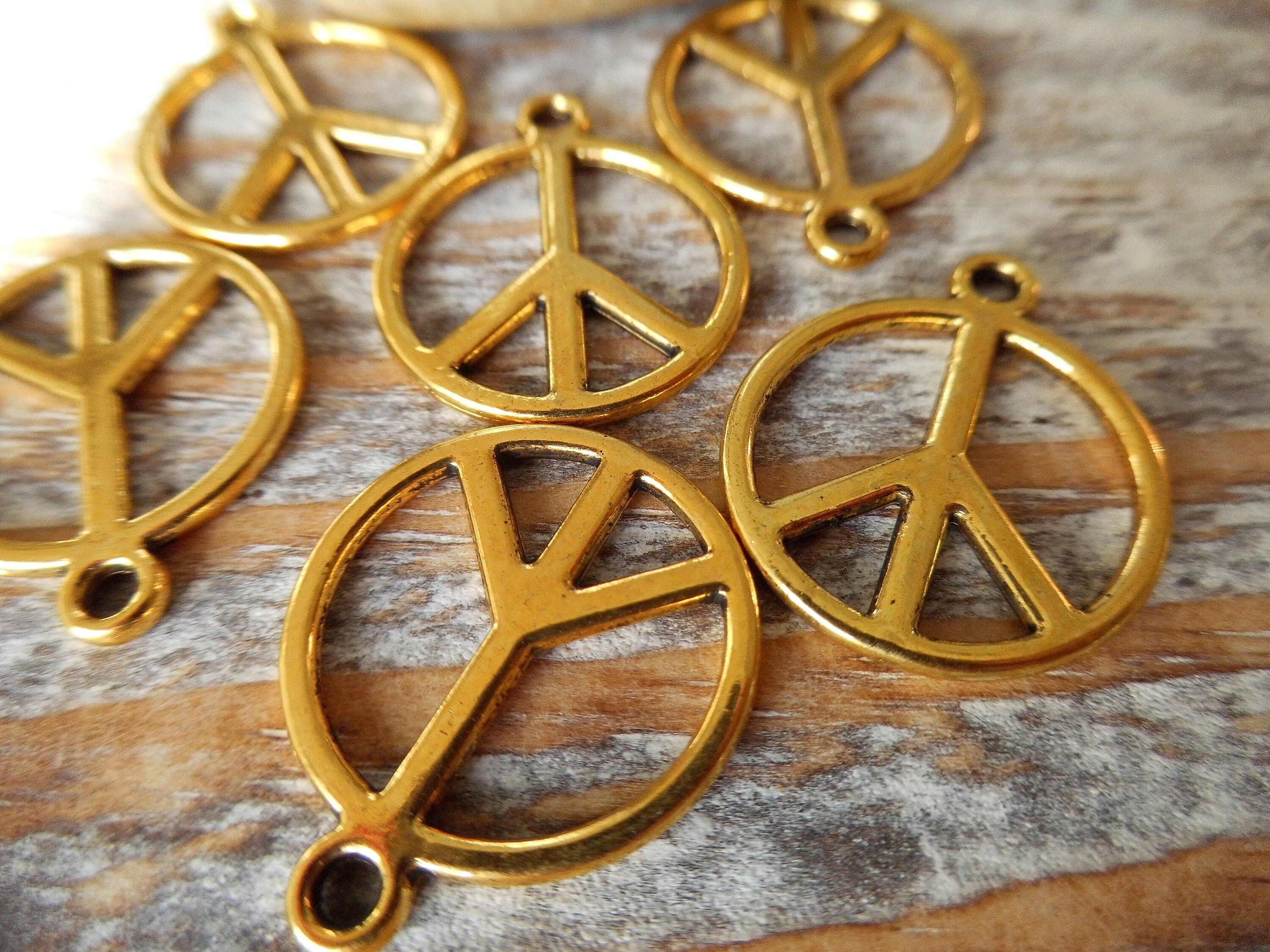 6pcs 18x21mm Antique Gold Peace Sign Charms Peace Sign - Etsy UK