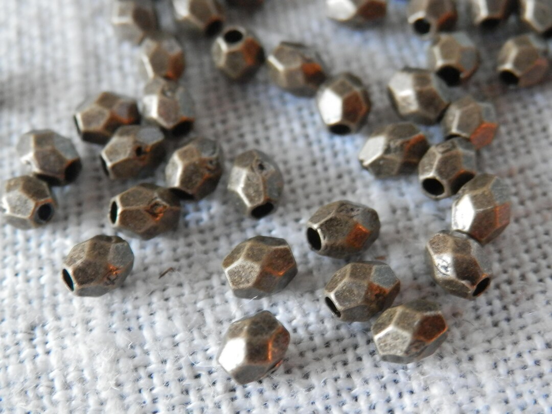 100pcs 4mm Faceted Spacer Beads Bronze Beads Metal Beads Jewelry Making ...