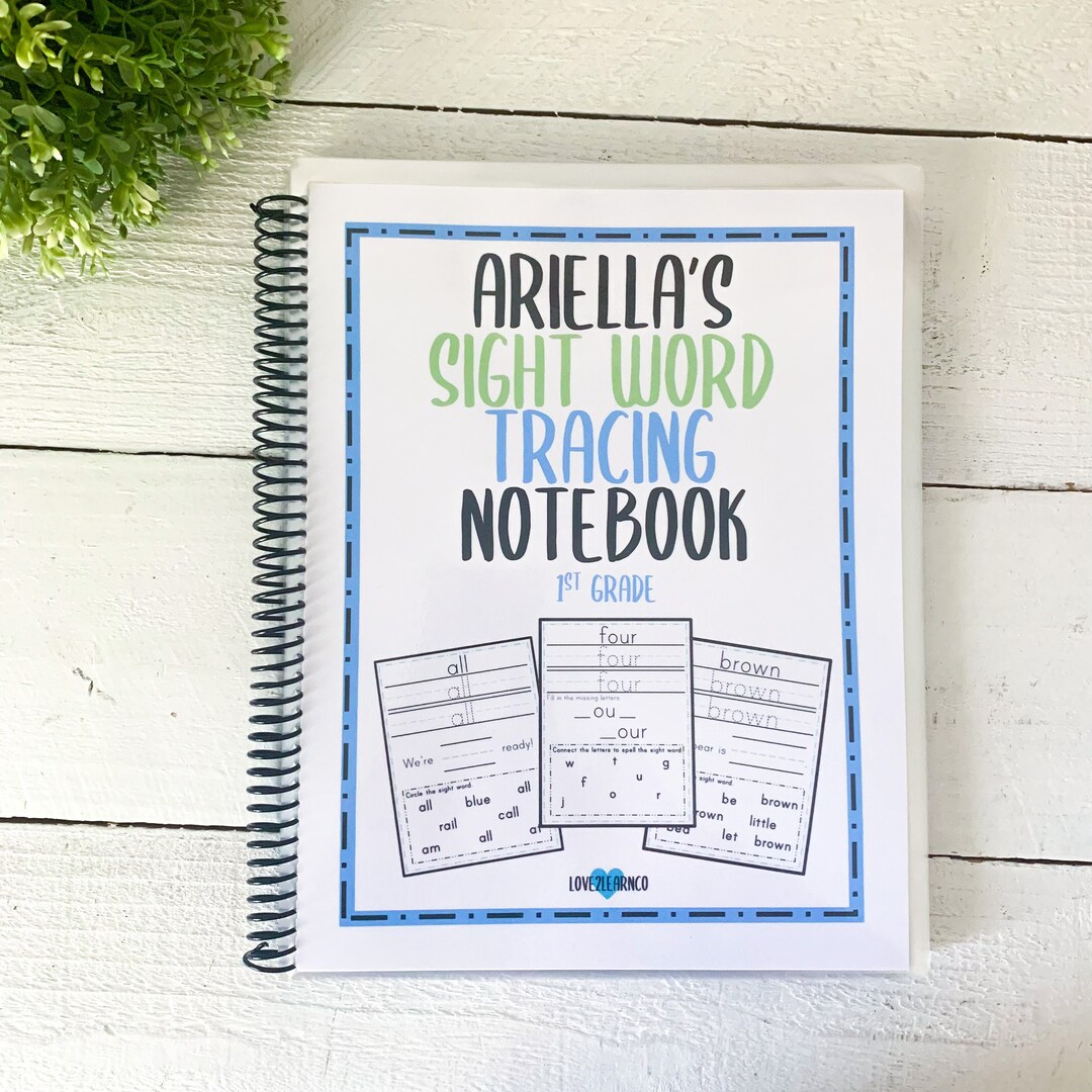 1ST GRADE Sight Word Tracing Notebook First Grade Sight Words Dolch ...