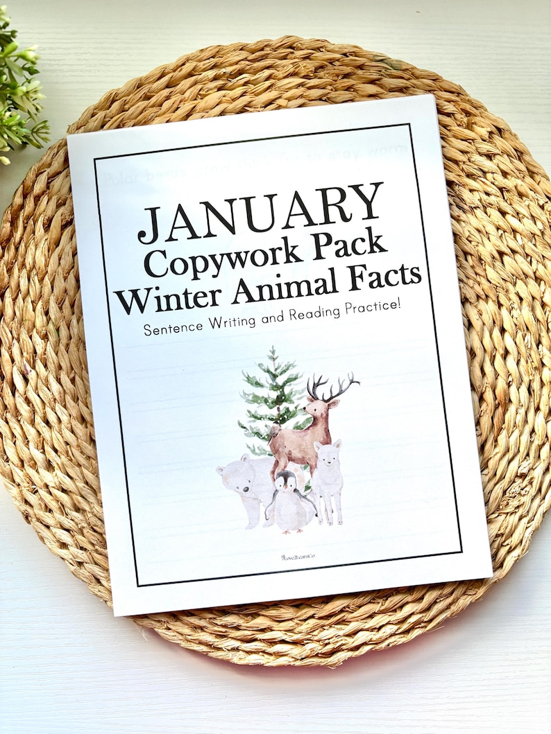 January Copywork Pack | Winter Animal Facts Copywork Sentence and ...