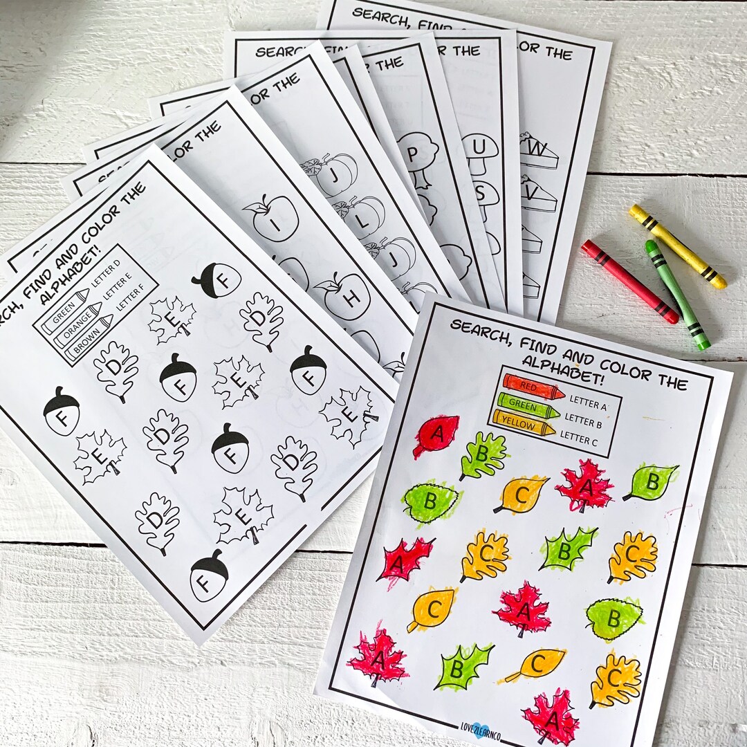 Fall Alphabet Search Find and Color Printable Activity Fall - Etsy