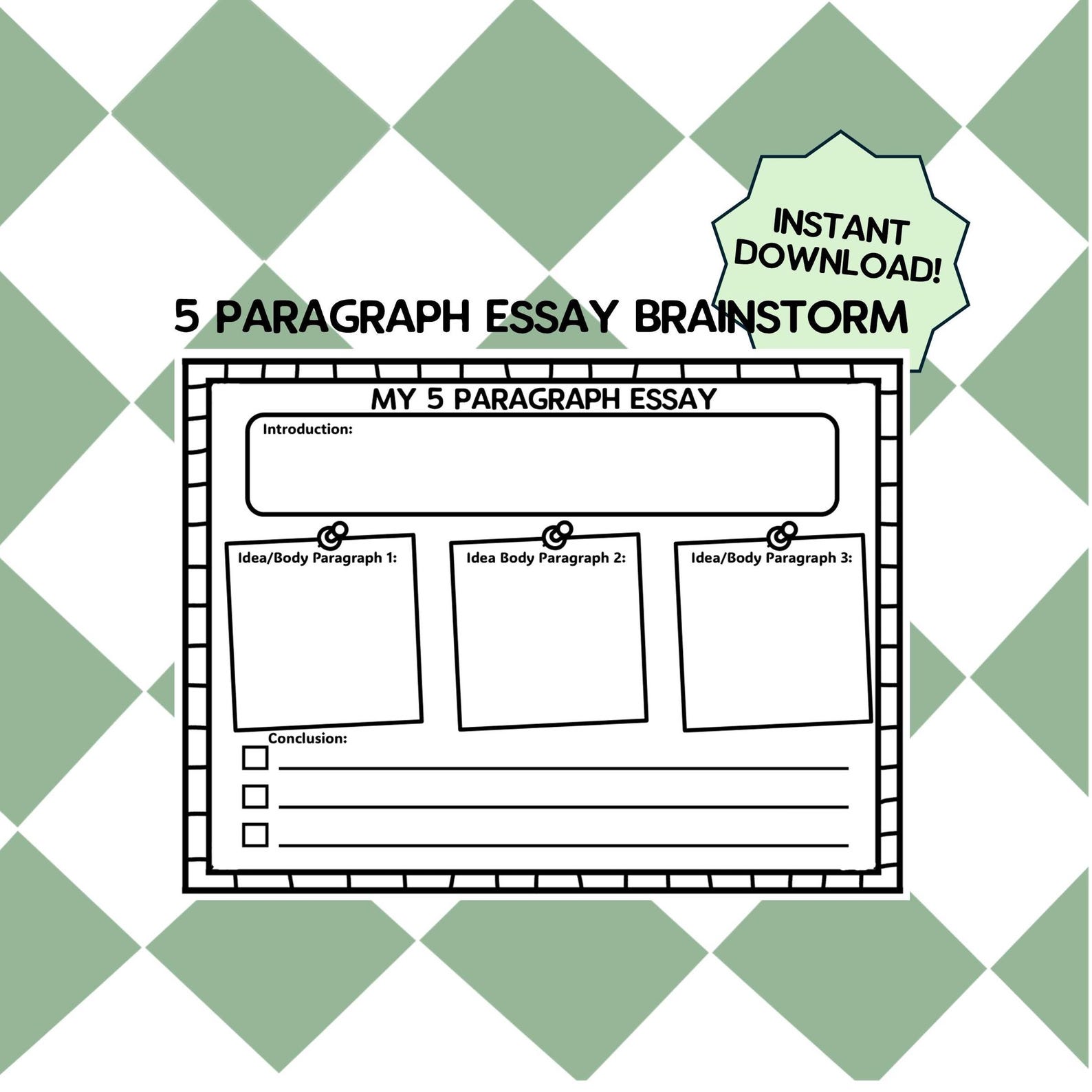 5 Paragraph Essay Graphic Organizer Printable | Writing Worksheet ...