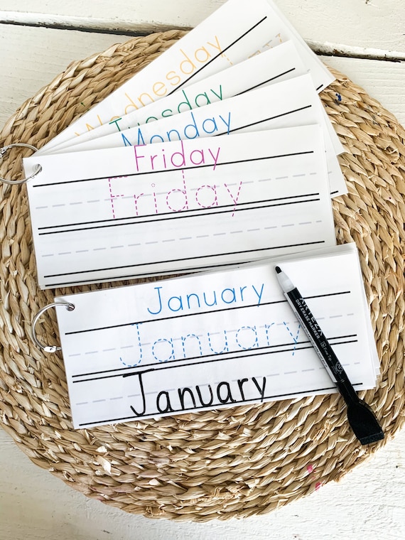 DAYS & MONTHS of the Year Tracing Cards Printable Preschool - Etsy