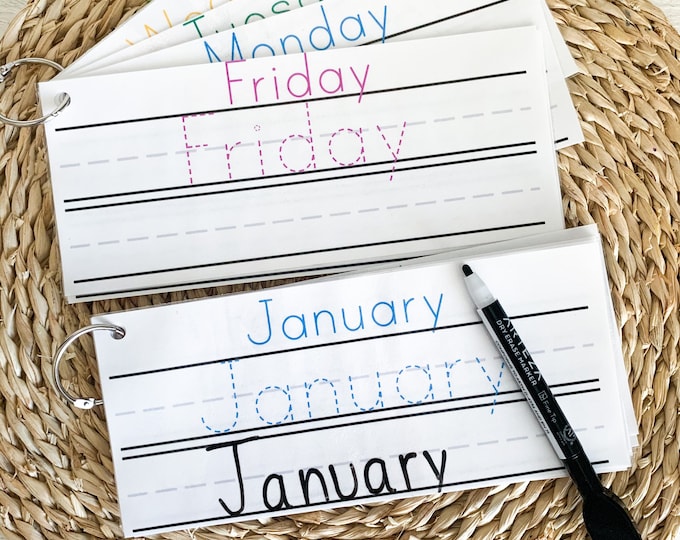 DAYS & MONTHS of the Year Tracing Cards Printable Preschool - Etsy