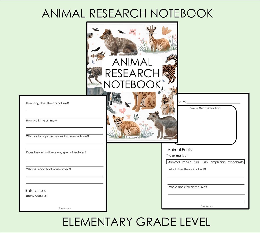 Animal Research Notebook for Kids | Elementary Science Workbook ...