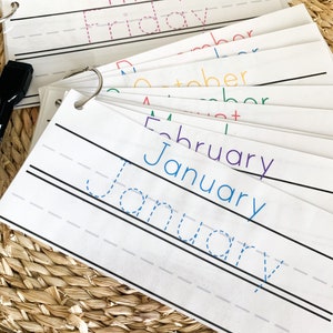 DAYS & MONTHS of the Year Tracing Cards Printable Preschool ...