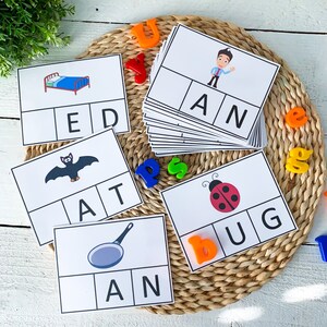 CVC Word Cards Beginning Sound Magnetic Letters Word Building Kinder ...