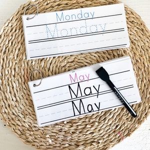 DAYS & MONTHS of the Year Tracing Cards Printable Preschool ...