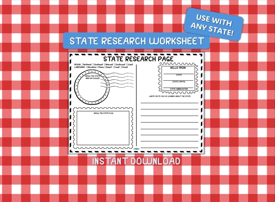 US State Research Worksheet | United States Report Page | Homeschool ...