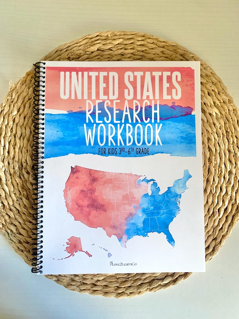 United States Research Workbook for Kids! Learn About All 50 US States ...
