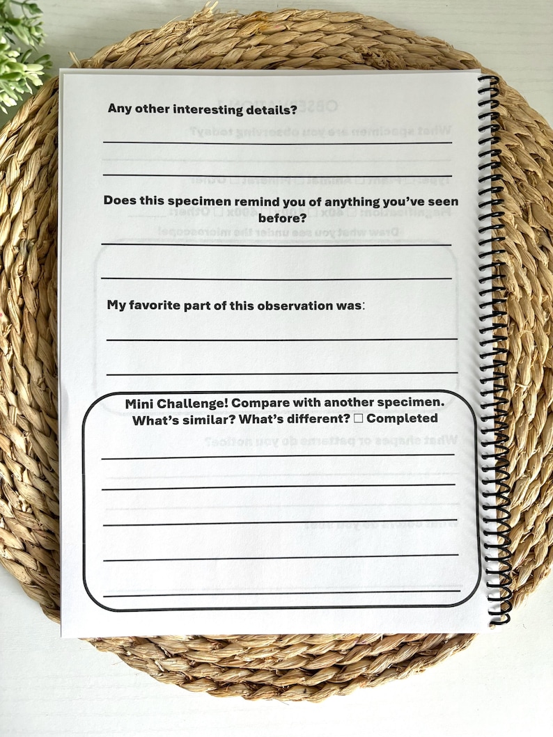 Microscope Observation Journal for Kids | Elementary Science Notebook ...