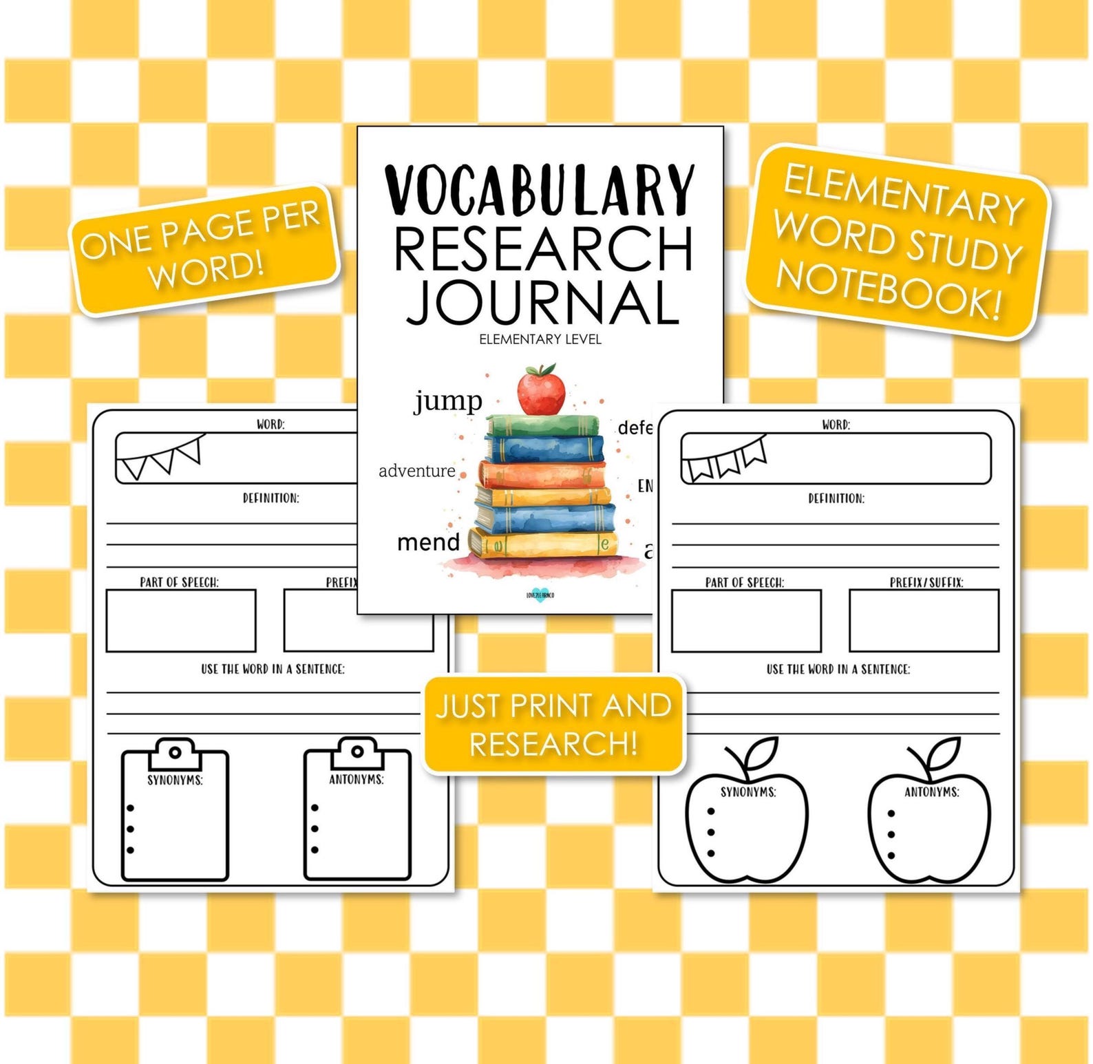 Vocabulary Research Journal for Kids | Vocabulary Word Study Notebook ...